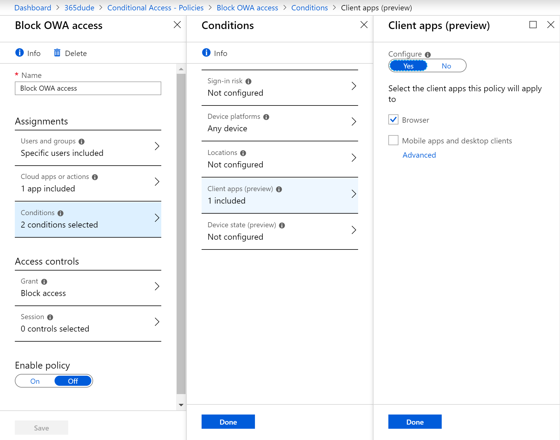 Block webmail access using conditional access – 365Dude